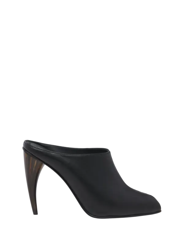 Alexander McQueen Horn Heel Mule - Black