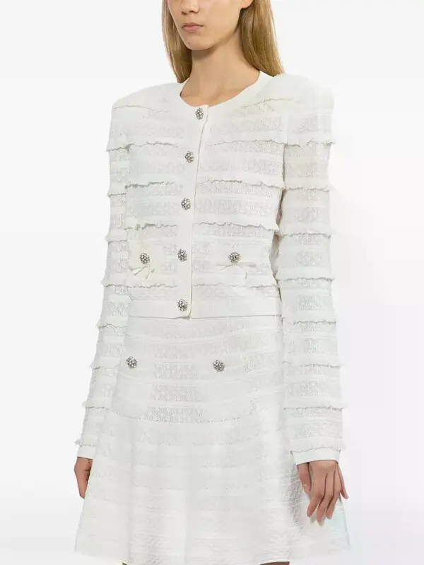 SELF-PORTRAIT Crystal-embellished Ruffled Cardigan