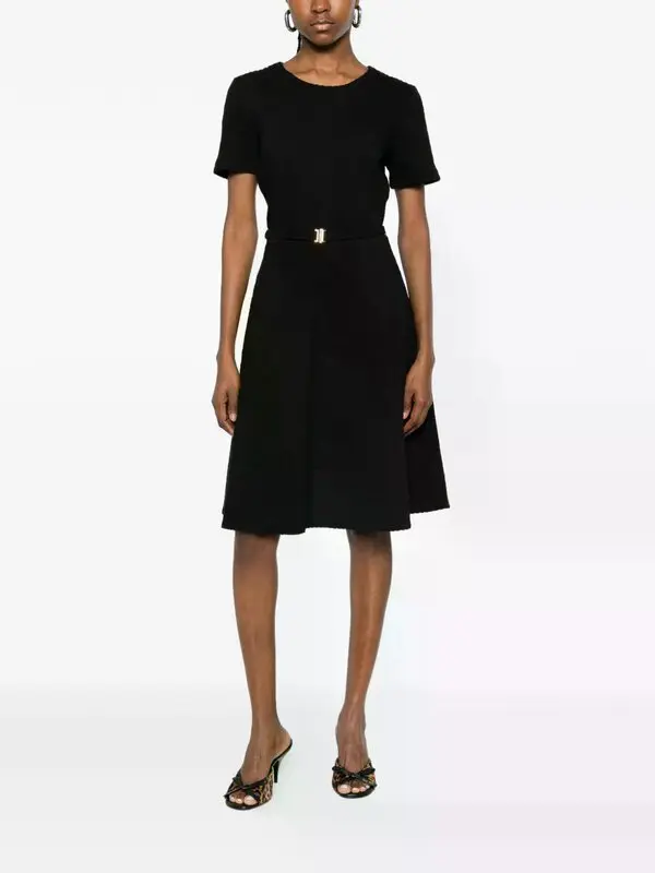 MARCCAIN Belted Textured Mini Dress - Black
