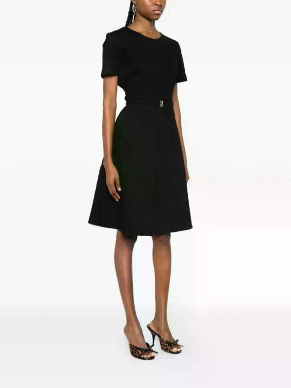 MARCCAIN Belted Textured Mini Dress - Black