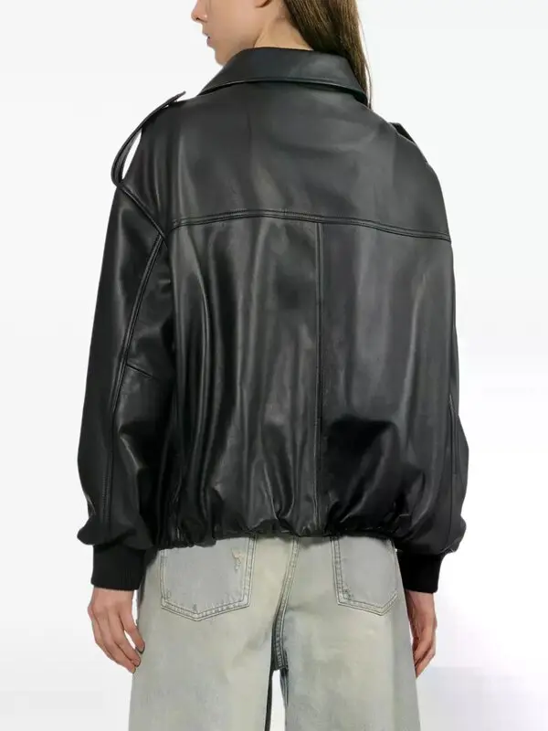 HALFBOY Snap-button Leather Jacket - Black