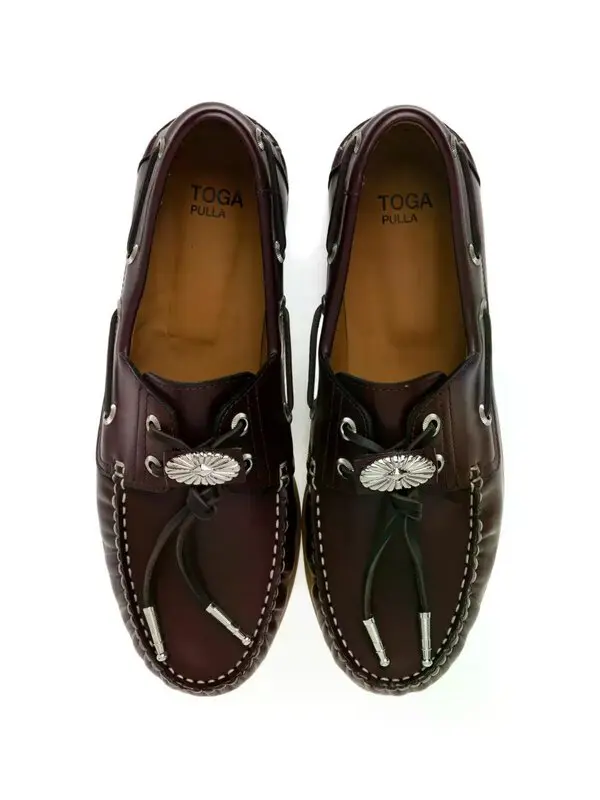 Toga Stitched Leather Loafers - Red