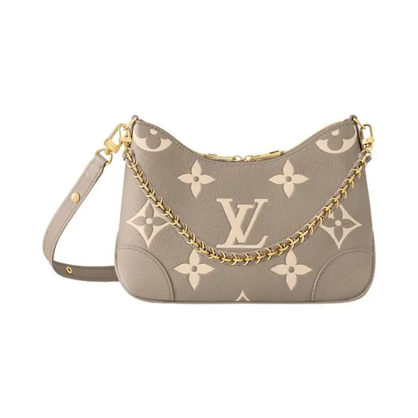 LOUIS VUITTON Boulogne Pm 'tourterelle Gray/cream Monogram Embossed Empreinte Cowhide Leather - Tan