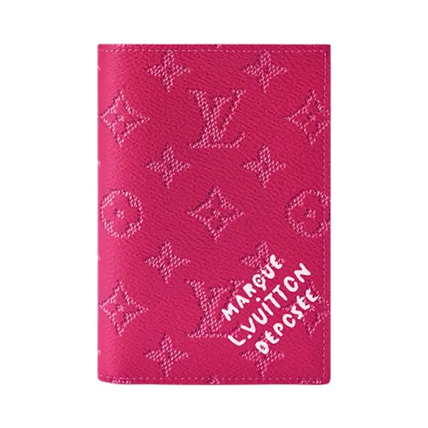 LOUIS VUITTON Passport Cover 'rose Pondichery Monogram Canvas - Red