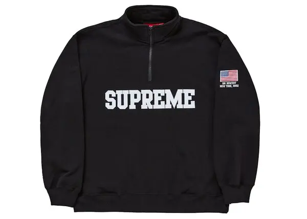 Supreme Shop Flag Half Zip Pullover - Black