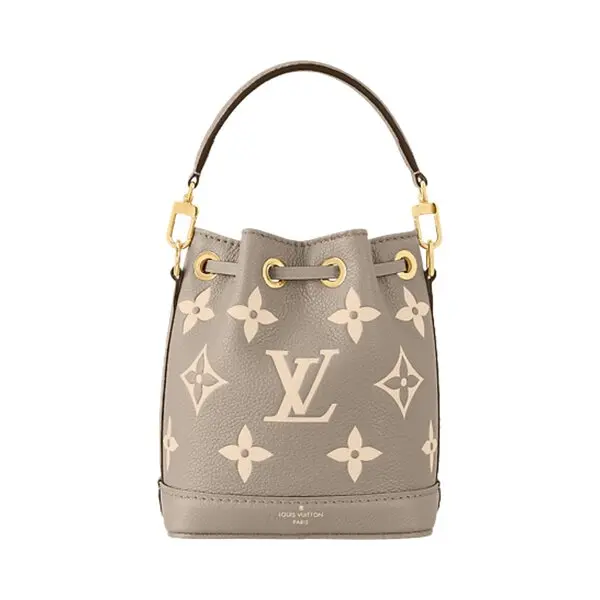 LOUIS VUITTON Nano Noe 'tourterelle Gray/cream Monogram Embossed Empreinte Cowhide Leather - Grey