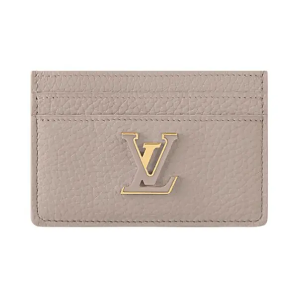 LOUIS VUITTON Capucines Card Holder 'galet Beige Taurillon Leather - Grey