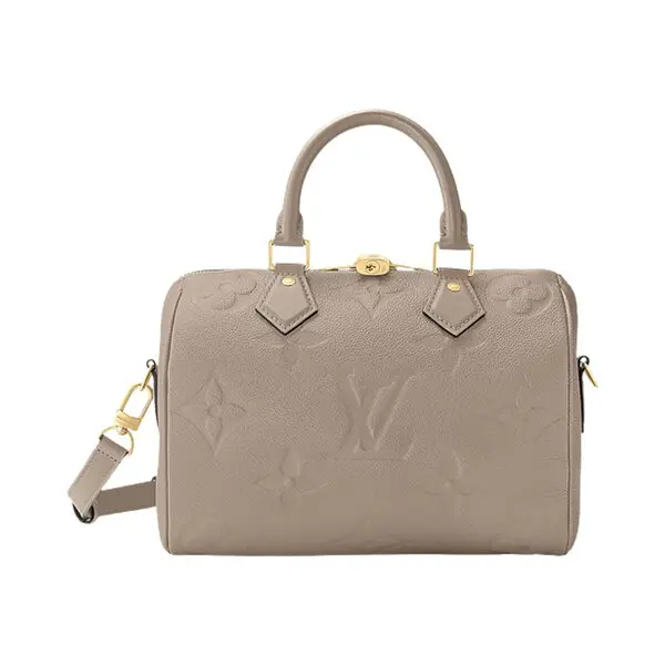 LOUIS VUITTON Speedy Bandouliere 25 'tourterelle Beige Monogram Embossed Empreinte Cowhide Leather - Tan