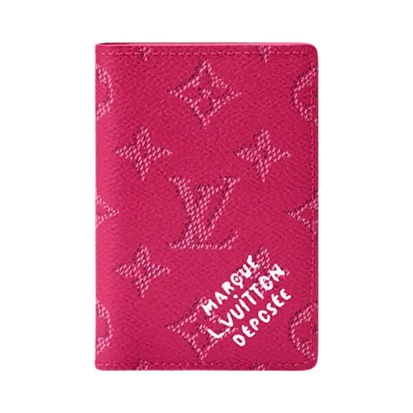 LOUIS VUITTON Pocket Organizer 'rose Pondichery Monogram Heritage Canvas - Red