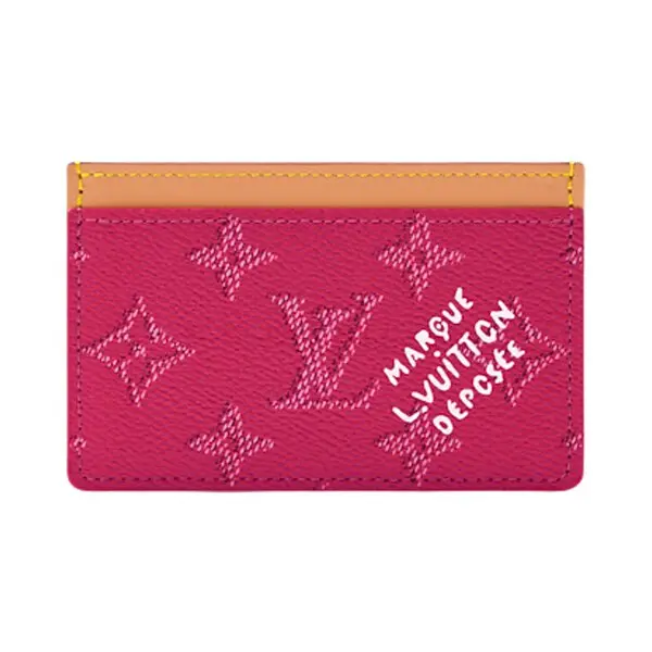 LOUIS VUITTON Card Holder 'pondicherry Pink Monogram Canvas - Red