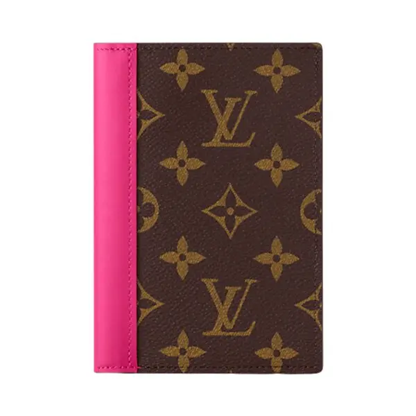LOUIS VUITTON Passport Cover 'pondichery Pink/ Monogram Canvas - Brown