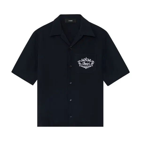 Amiri Chateau Crest Camp Shirt - Black