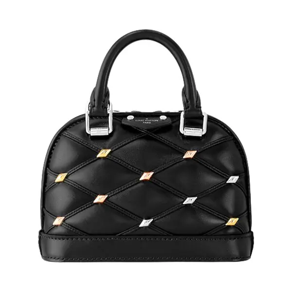 LOUIS VUITTON Nano Alma Lambskin Leather Handbag - Black