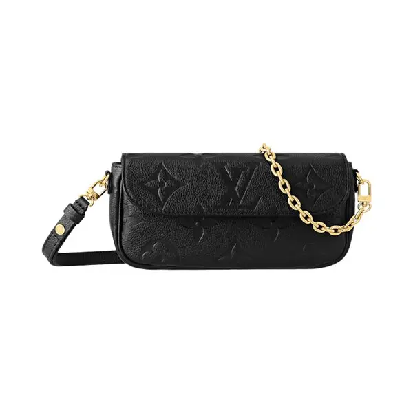 LOUIS VUITTON Wallet On Chain Ivy Monogram Embossed Empreinte Cowhide Leather - Black