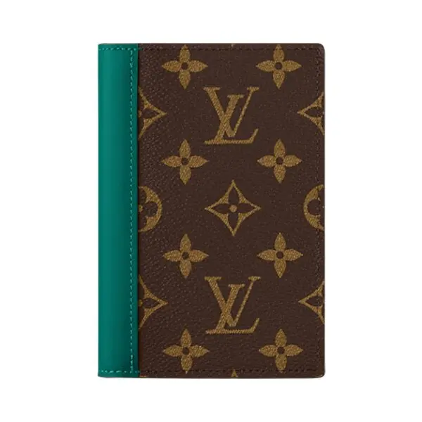 LOUIS VUITTON Passport Cover 'borneo Green/ Monogram Canvas - Brown
