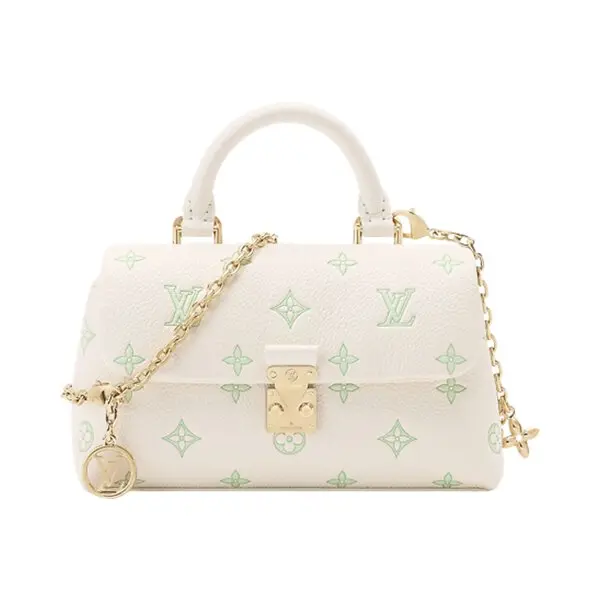 LOUIS VUITTON Nano Madeleine 'monogram Milky /green Embossed Empreinte Cowhide Leather - White
