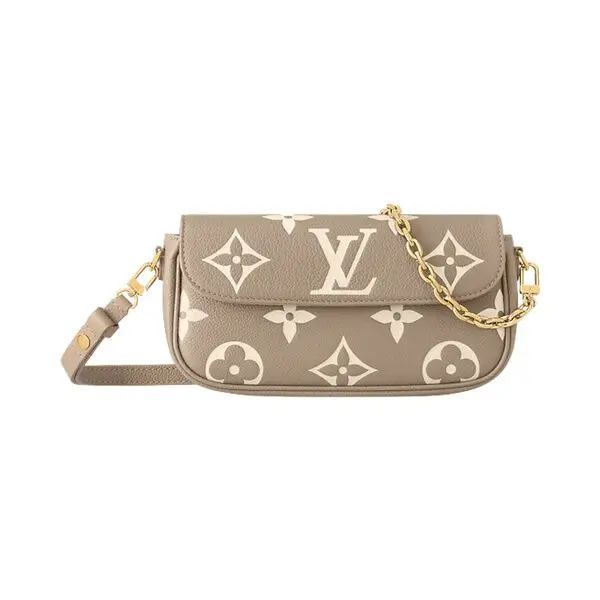 LOUIS VUITTON Wallet On Chain Ivy 'tourterelle Gray/cream Monogram Embossed Empreinte Cowhide Leather - Grey