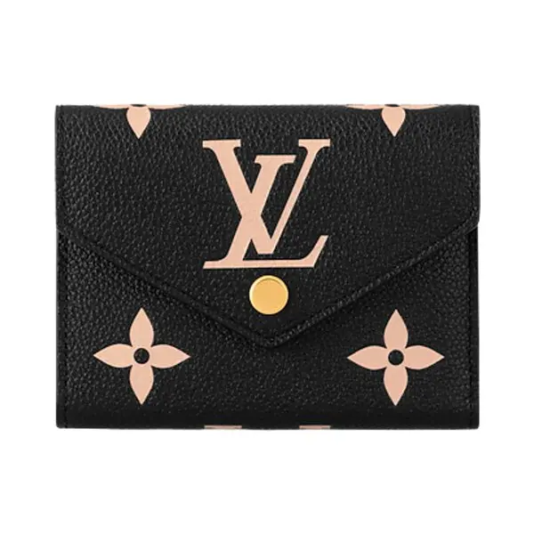 LOUIS VUITTON Victorine Wallet /beige Monogram Embossed Empreinte Cowhide Leather - Black