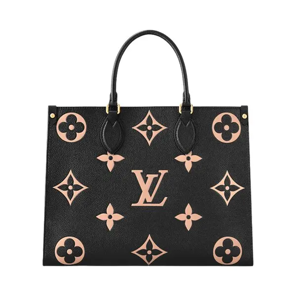 LOUIS VUITTON Onthego Mm /beige Monogram Embossed Empreinte Cowhide Leather - Black