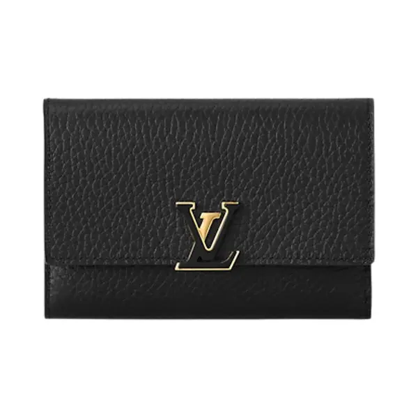 LOUIS VUITTON Capucines Compact Wallet Taurillon Leather - Black