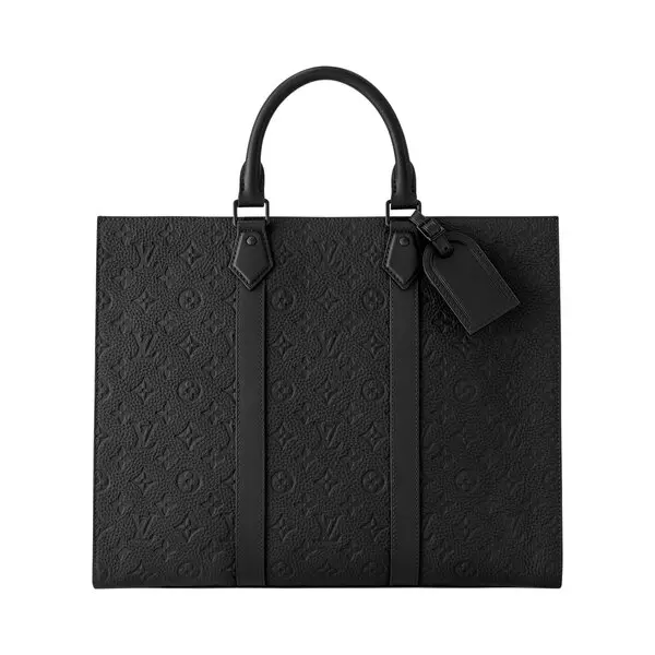 LOUIS VUITTON Sac Plat 24h Embossed Cowhide Monogram Taurillon Leather - Black