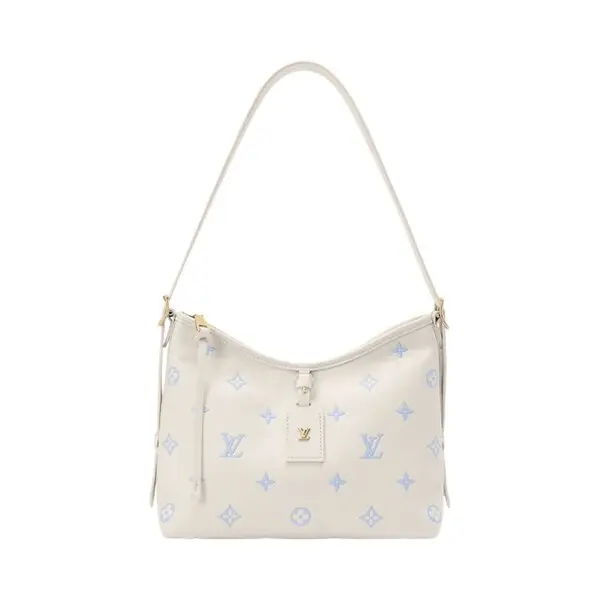 LOUIS VUITTON Carryall Pm 'monogram Milky /blue Embossed Empreinte Cowhide Leather - White