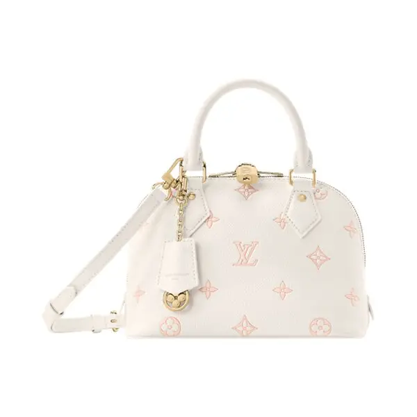 LOUIS VUITTON Alma Bb 'monogram Milky /peach Embossed Empreinte Cowhide Leather - White
