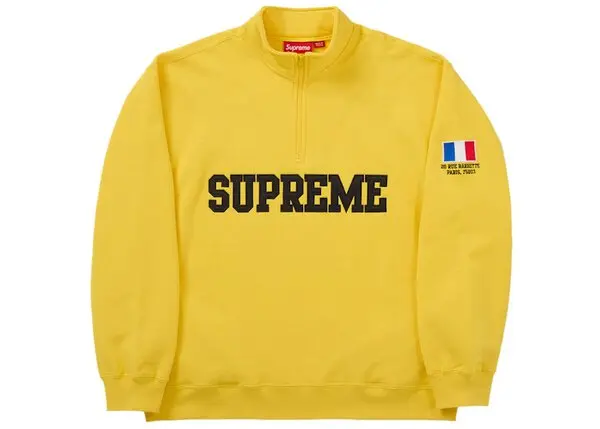Supreme Paris Shop Flag Half Zip Pullover - Yellow