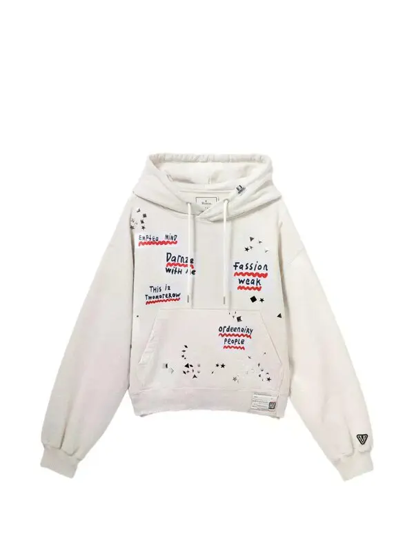 Mihara Yasuhiro Embellished-sticker Hoodie - Neutrals