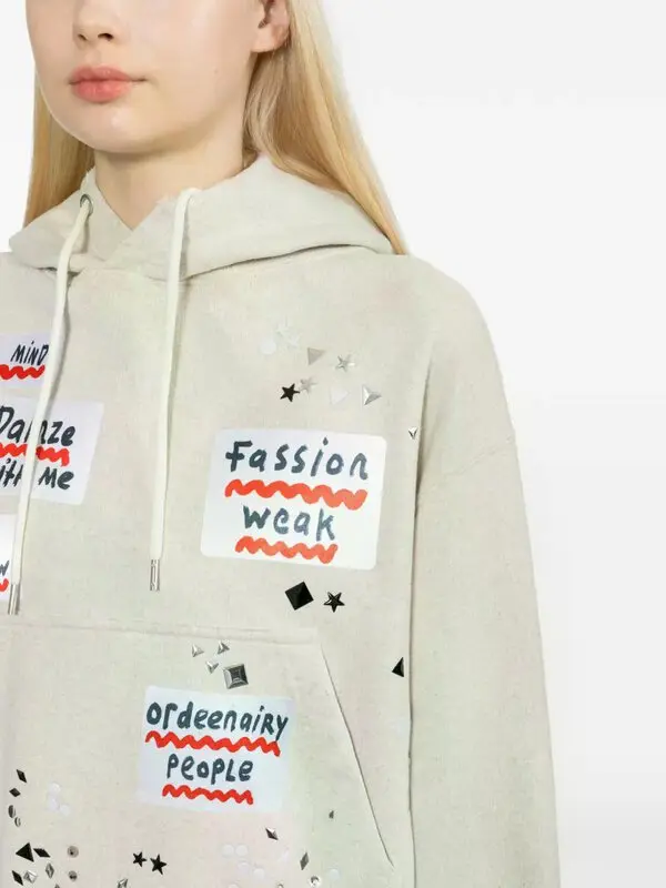 Mihara Yasuhiro Embellished Sticker Hoodie