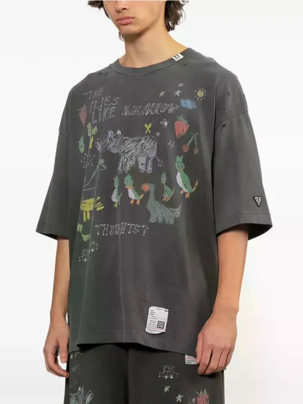 Mihara Yasuhiro Distressed Graphic T-shirt