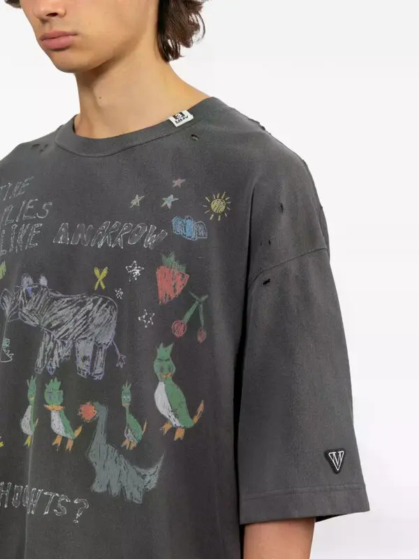 Mihara Yasuhiro Distressed Graphic T-shirt