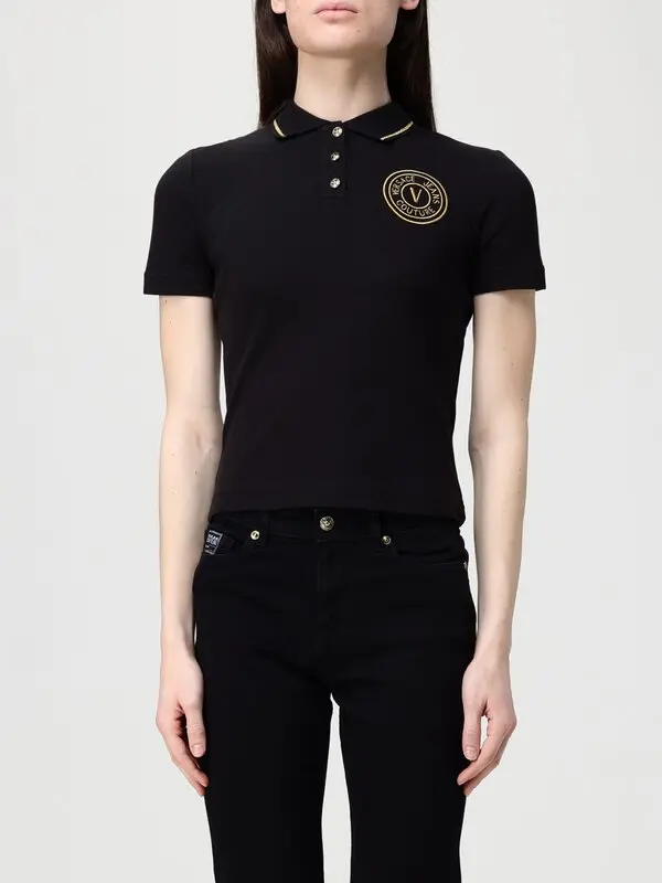 Versace Embroidered Logo Polo Shirt - Black