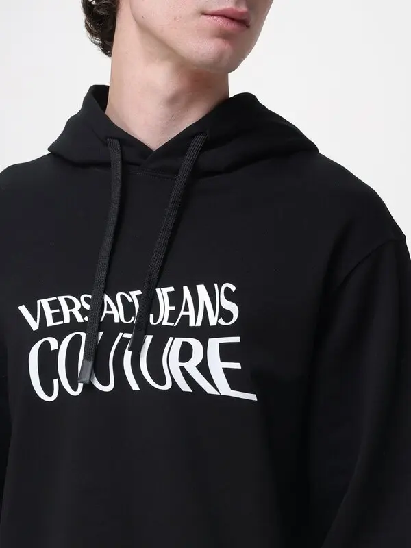 Versace Cotton Hoodie With Logo - Black