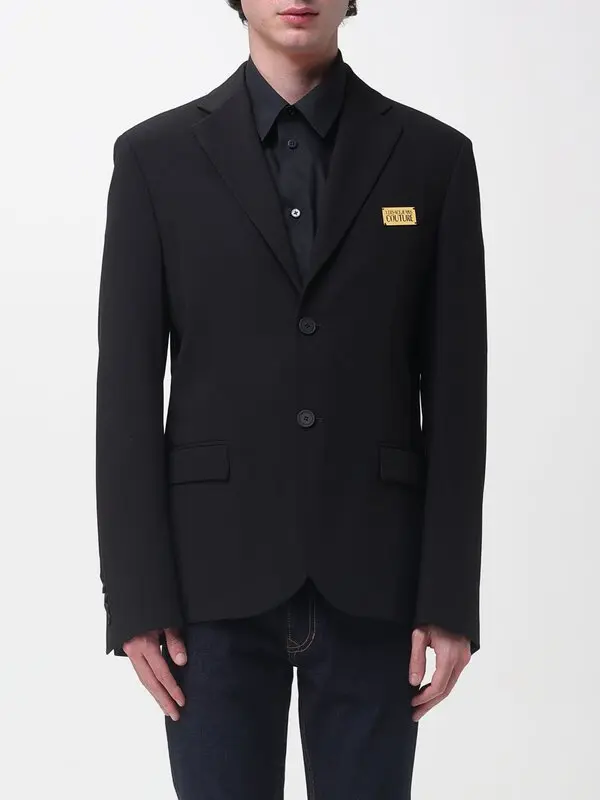 Versace Wool Blend Single Breasted Blazer - Black