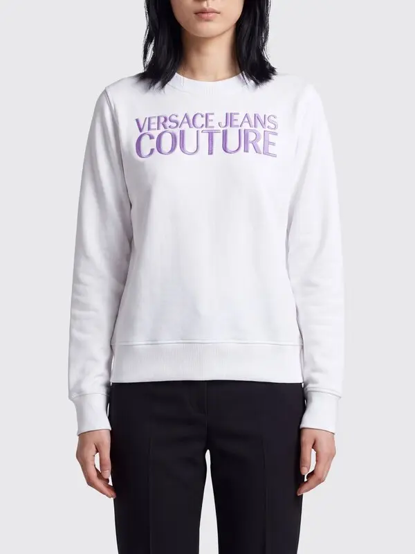 Versace Cotton Sweatshirt With Embroidered Logo - White 1