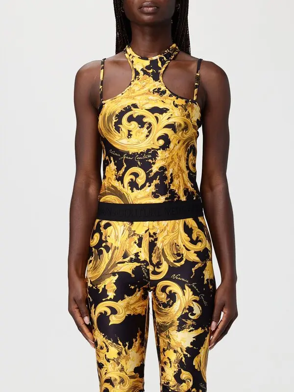 Versace Printed Jersey Bodysuit - Black