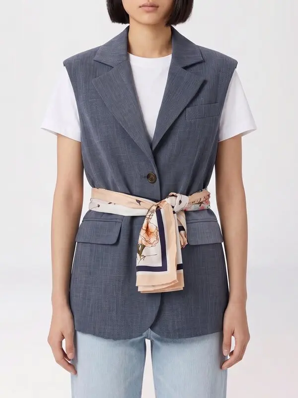 Liu Jo Single-breasted Tailored Vest With Foulard - Blue