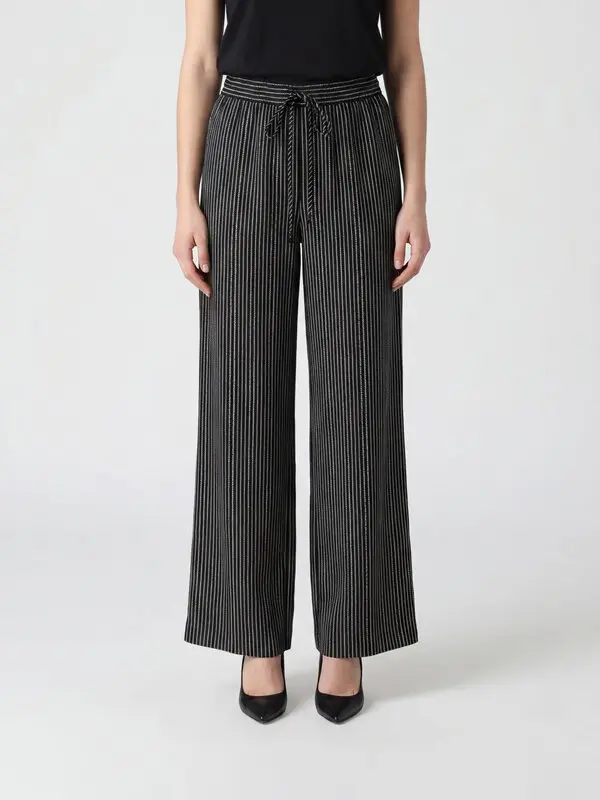 Max Mara Printed Silk Palazzo Trousers - Black