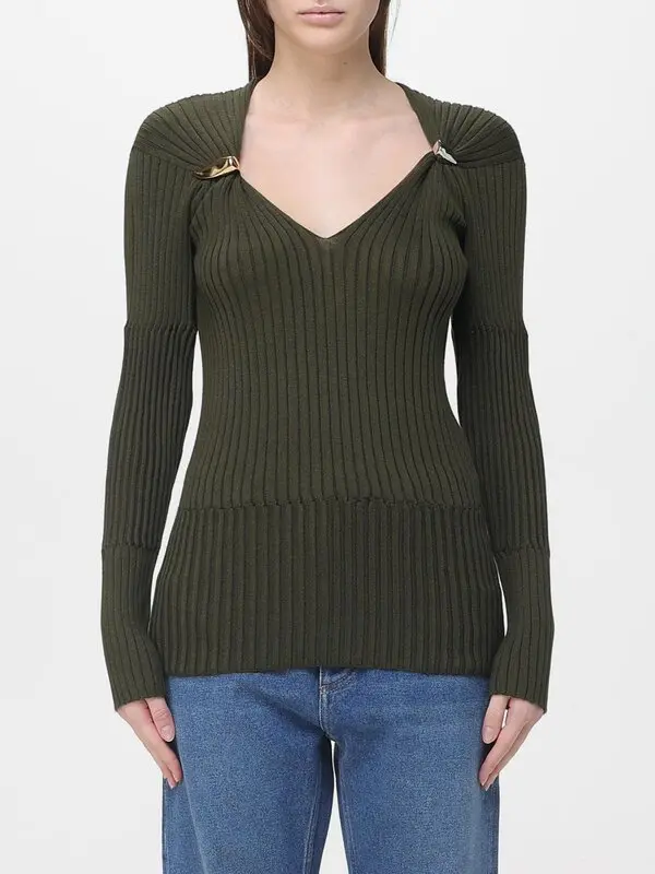 Bottega Veneta V-neck Sweater With Metal Plaques - Green