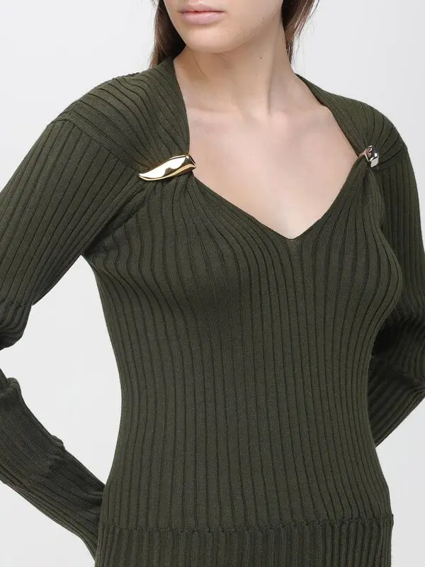 Bottega Veneta V-neck Sweater With Metal Plaques - Green
