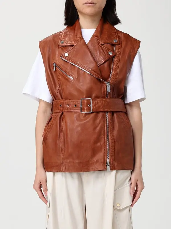 Pinko Leather Biker Waistcoat