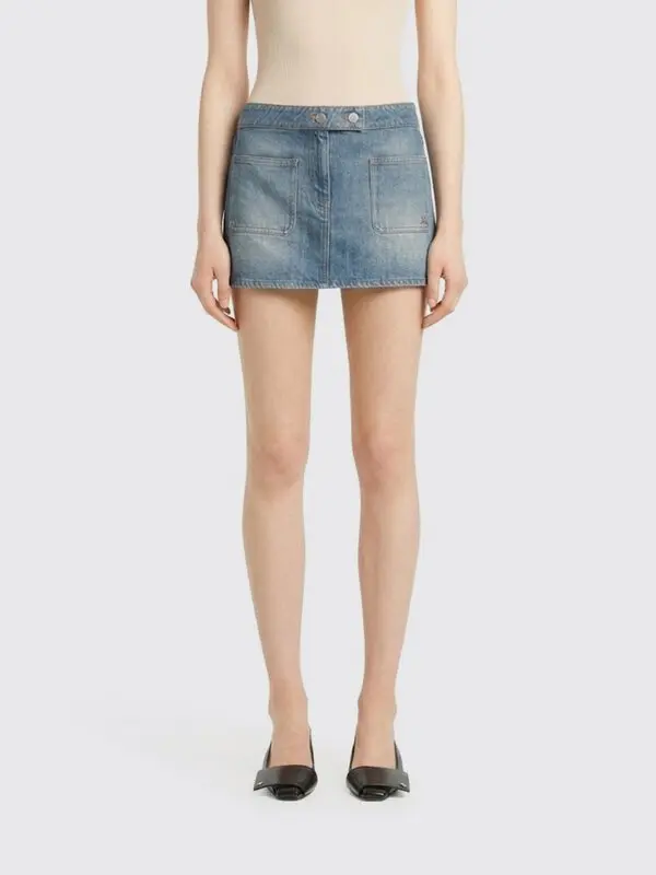COURREGES Cotton Denim Mini Skirt - Blue