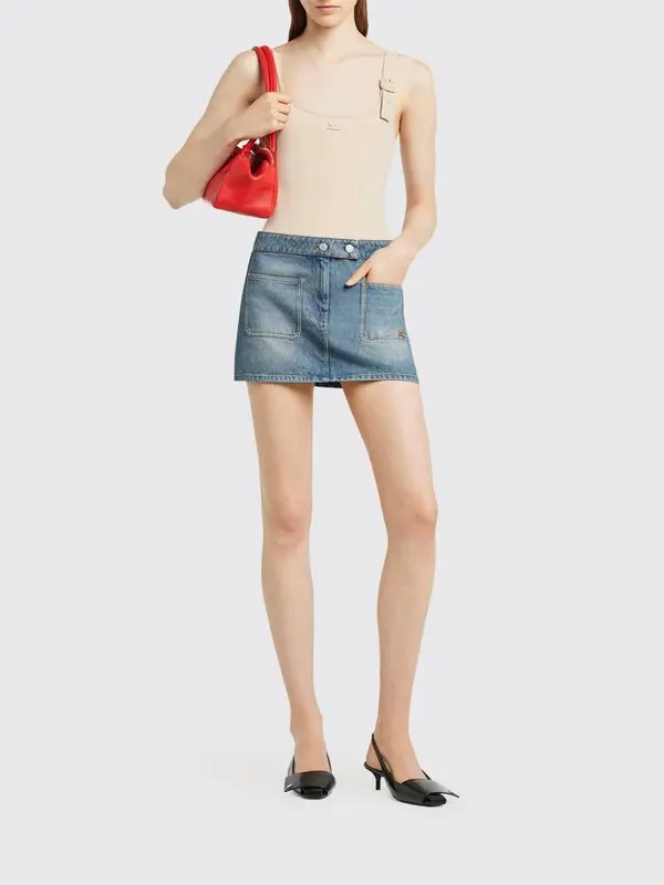 COURREGES Cotton Denim Mini Skirt - Blue