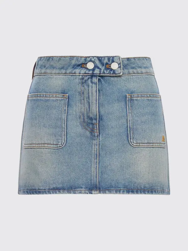 COURREGES Cotton Denim Mini Skirt - Blue