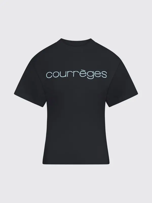 COURREGES Cotton T-shirt With Logo - Black