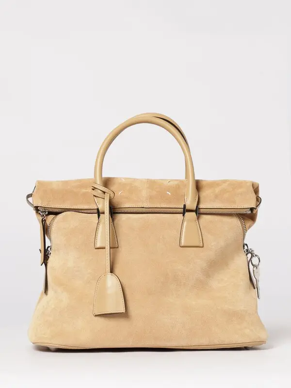 MAISON MARGIELA Suede Top Handle Bag - Camel