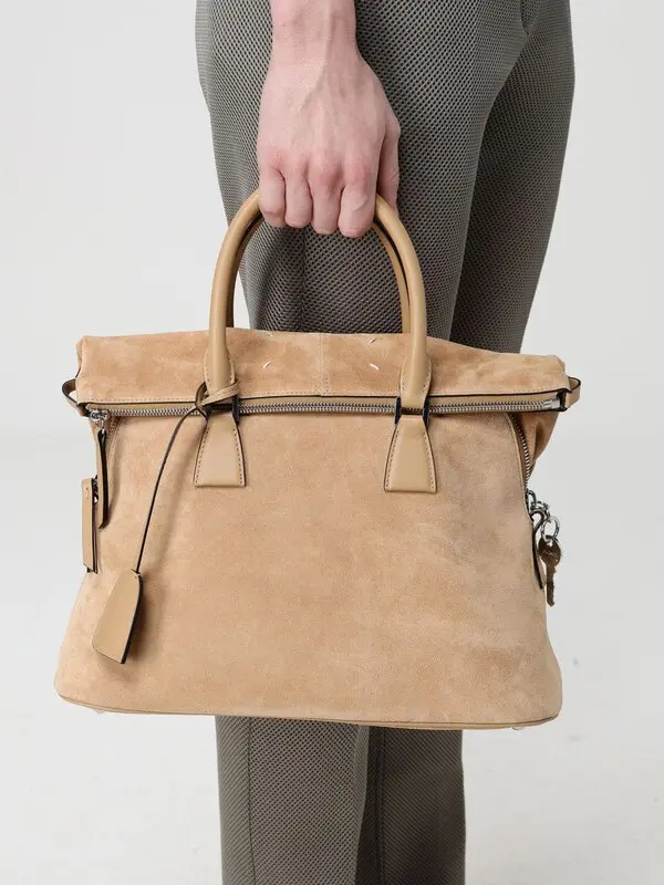MAISON MARGIELA Suede Top Handle Bag - Camel