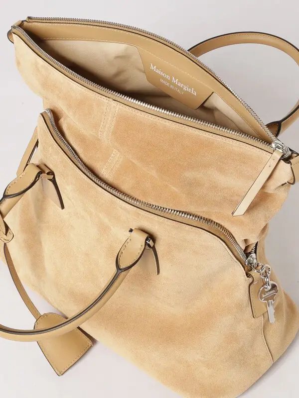 MAISON MARGIELA Suede Top Handle Bag - Camel