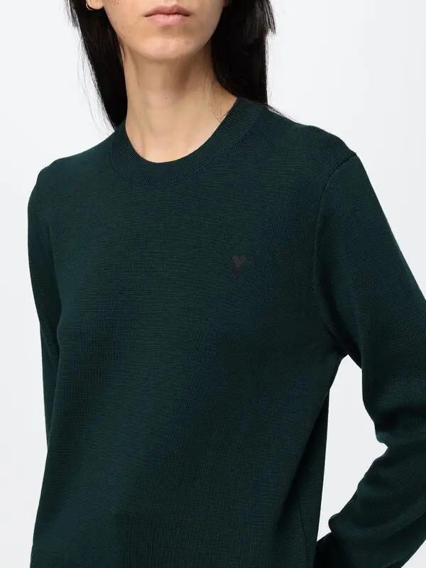 AMI Paris Slim Fit Merino Wool Jumper - Green